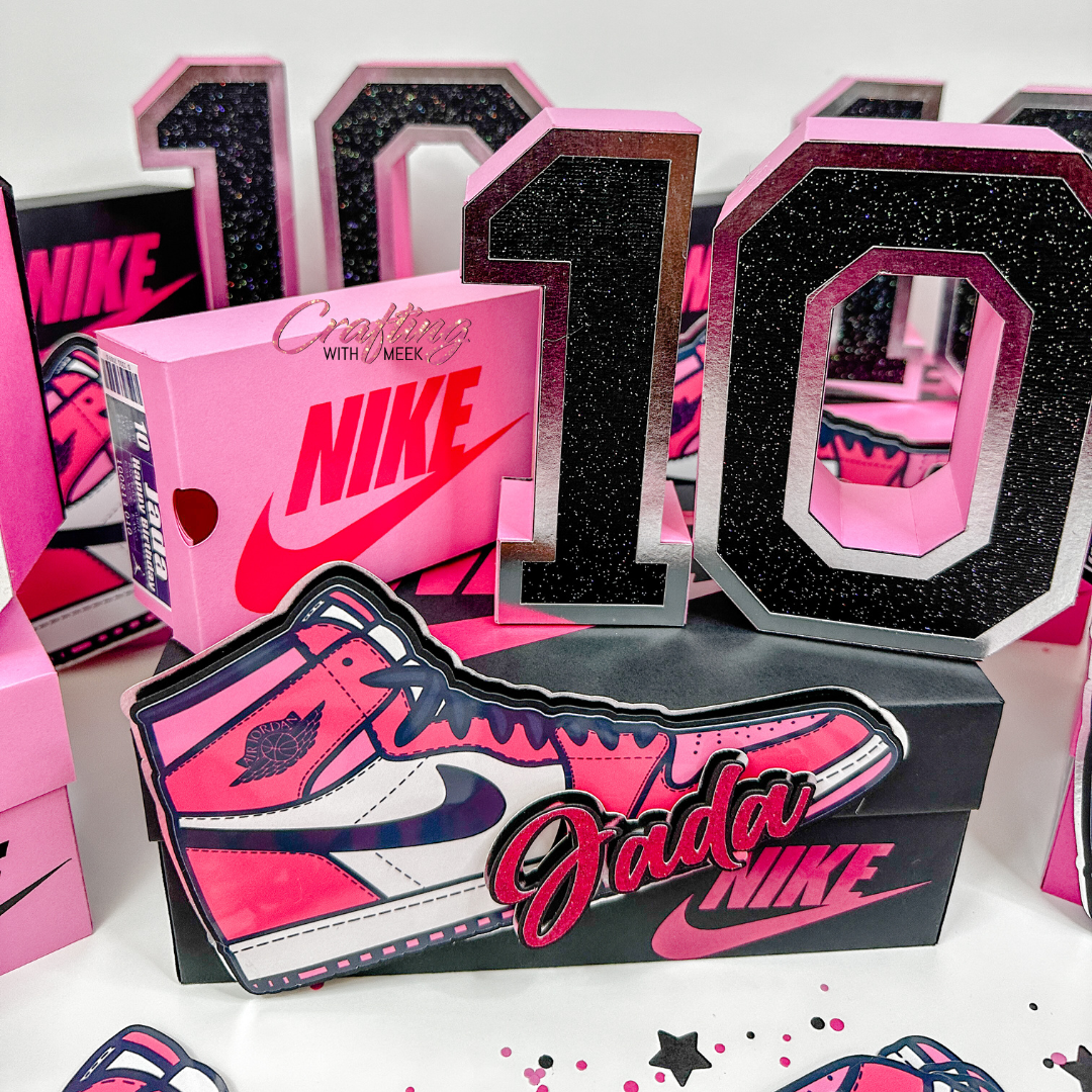 Shoe Cut Out, Shoe Box, & 3D Number Centerpiece | Crafting With Meek LLC