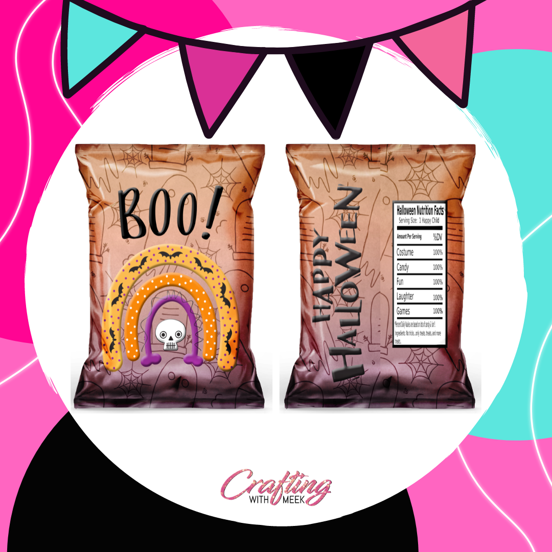 Boo Chip Bag - Orange - Digital Download | Crafting With Meek LLC